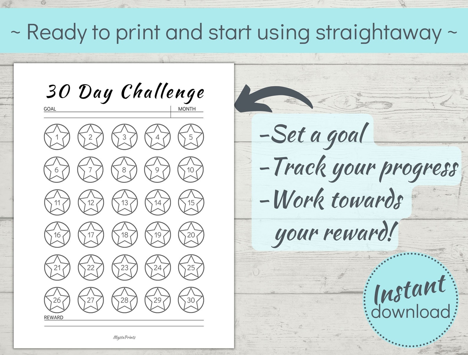 30 Day Challenge Progress Tracker Printable Habit Forming - Etsy