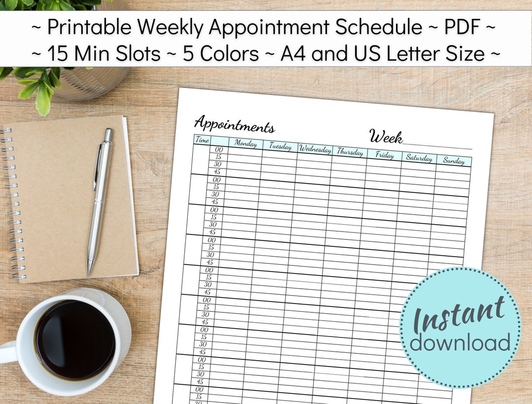 Printable Client Appointment Sheet With 15 Minute Time Slots - Etsy