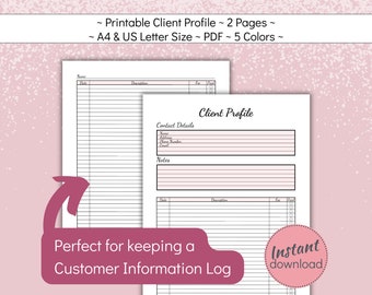 Printable Client Profile, Customer Information Sheet for Hair and ...