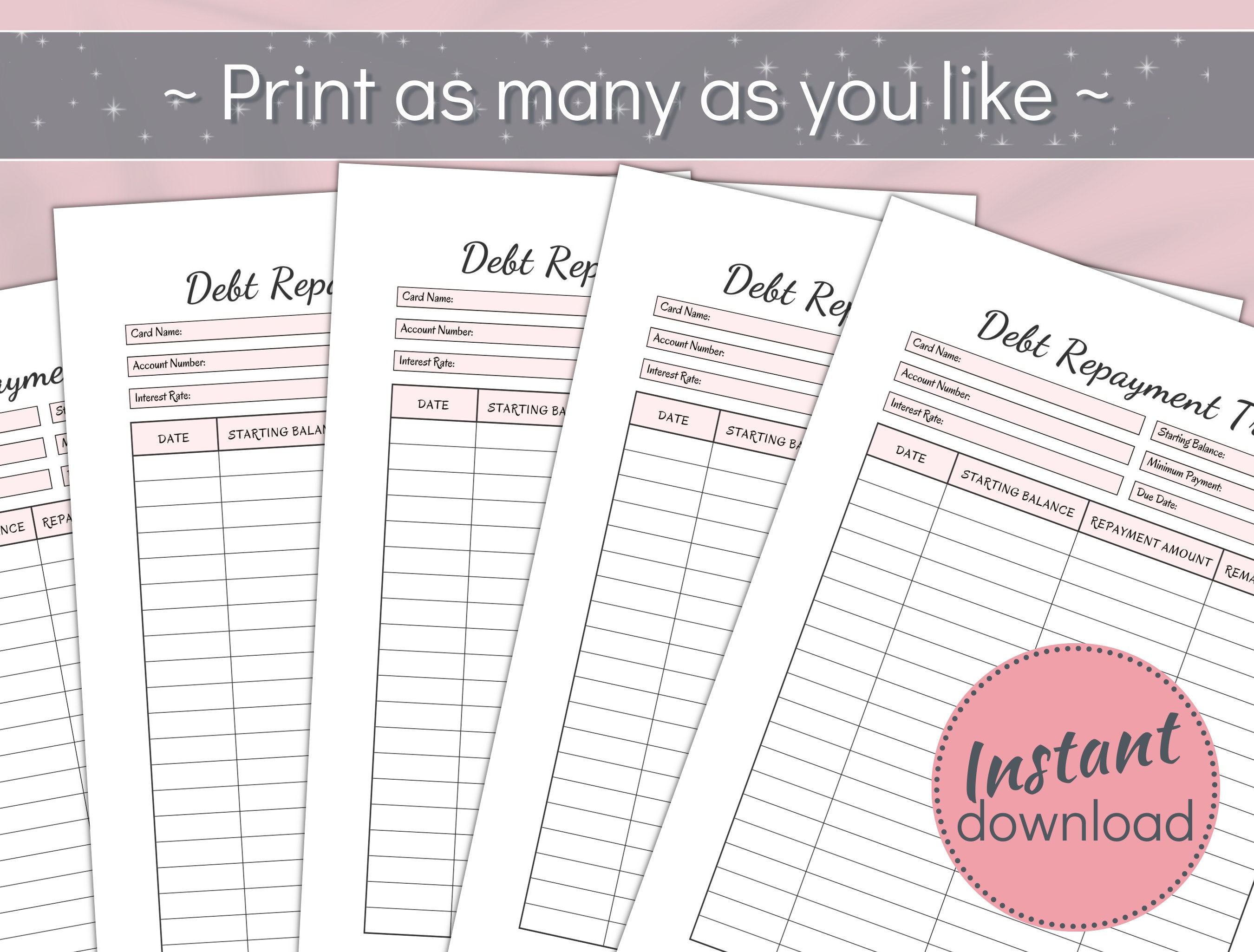 Printable Money Repayment Planner Debt Payment Tracker in 5 - Etsy
