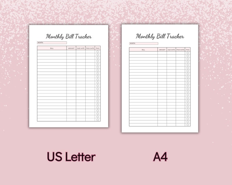 Monthly Bill Pay Checklist Printable, Subscription Tracker, Utility ...