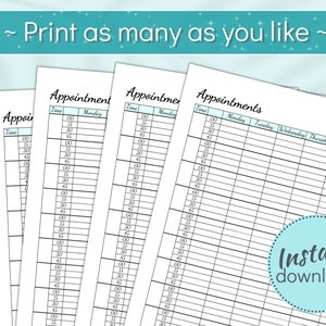 Printable Client Appointment Sheet With 15 Minute Time Slots - Etsy