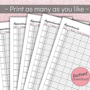 Printable Appointment Book With 15 Minute Time Slots, Weekly Client ...