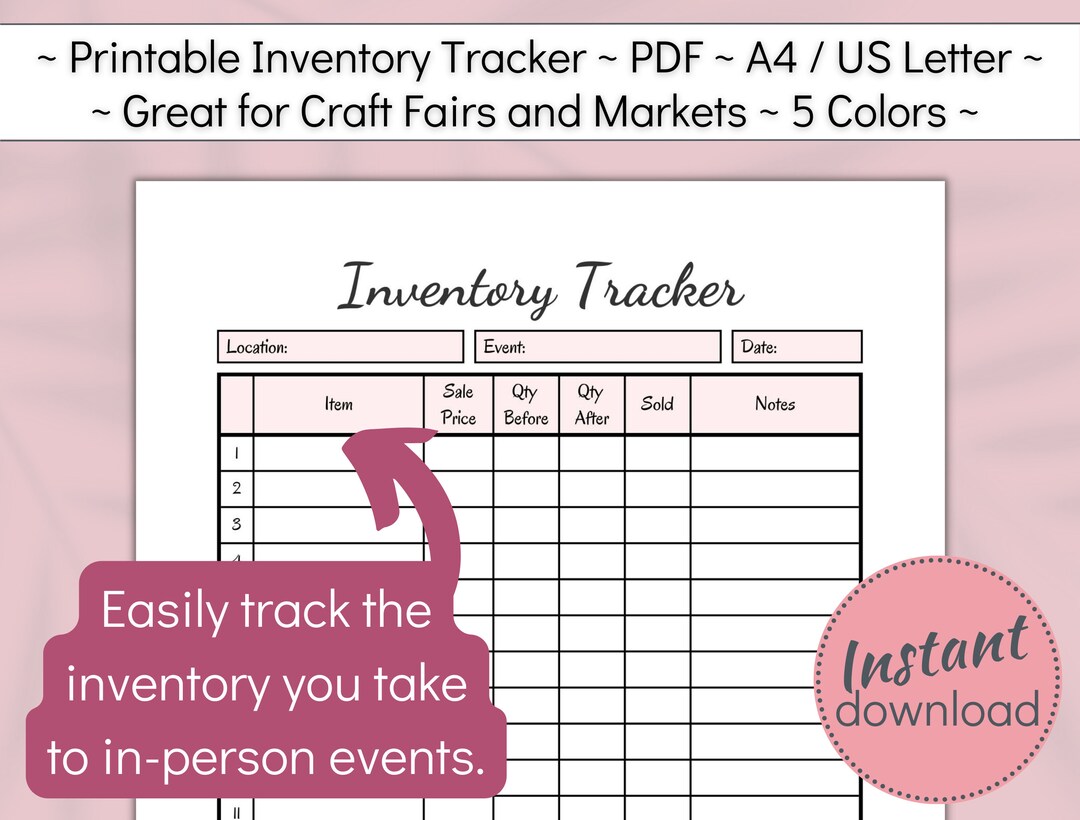 Inventory Tracker Printable In-person Stock Tracking Sheet - Etsy