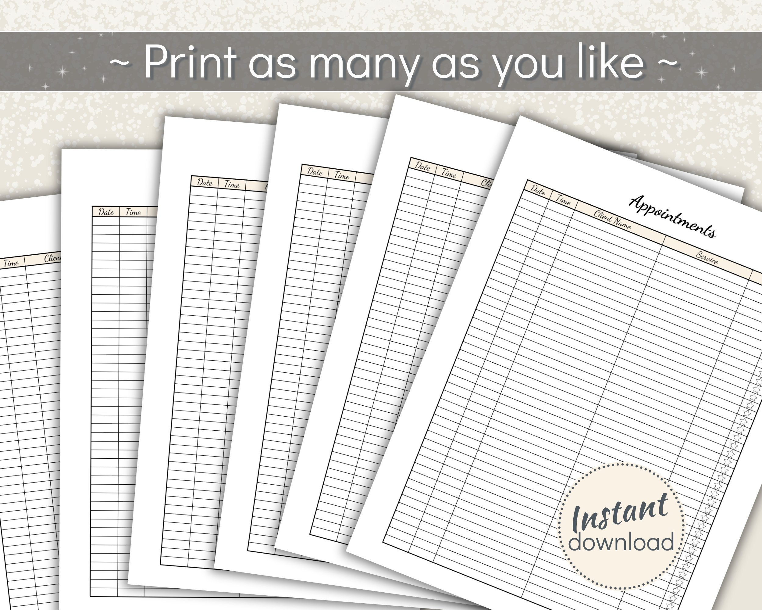 Printable Appointment Book, Client Appointment Tracker for Beauty ...