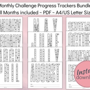 30 Day Challenge Printable Bundle, Goal Setting Coloring Pages, Full ...