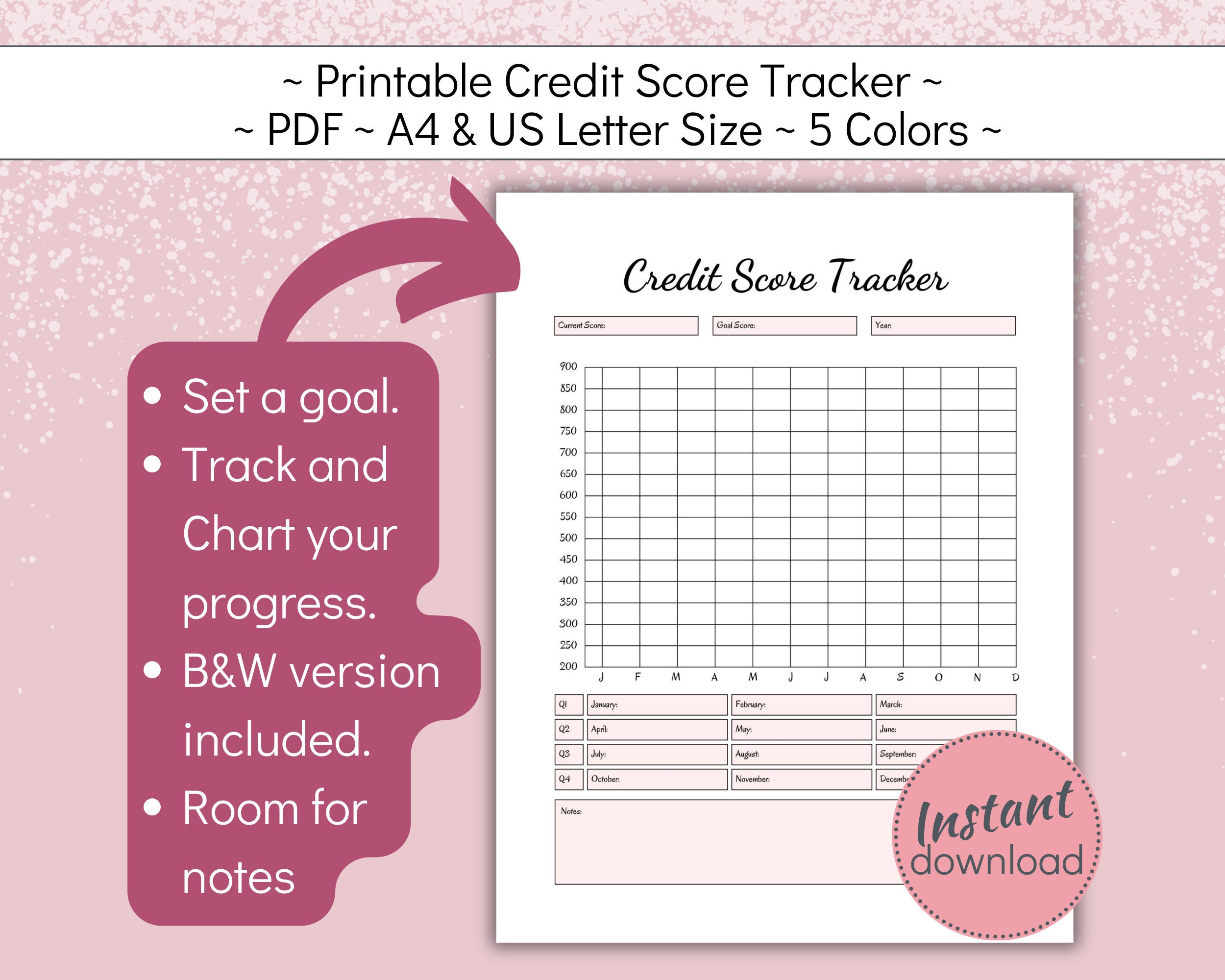 Printable Credit Score Tracker, Credit Repair Sheet, Personal Finance ...