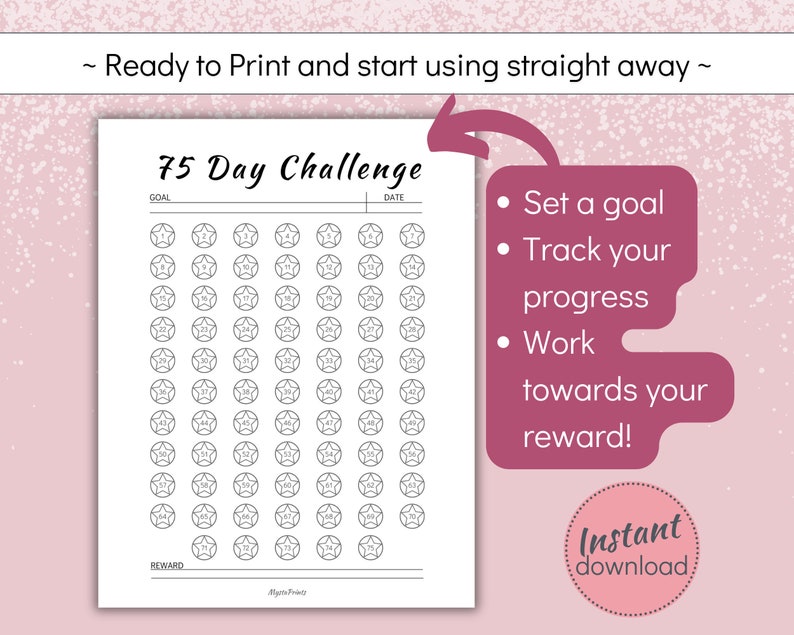 75 Day Challenge Printable, Habit Forming Action Plan, Goal Setting ...