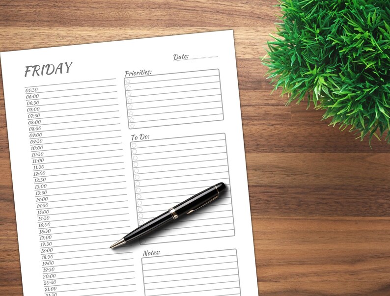 7 Day Printable Daily Planner With 30-minute Intervals Monday - Etsy