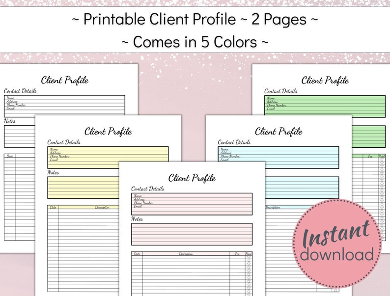 Printable Client Profile Customer Information Sheet for Hair - Etsy