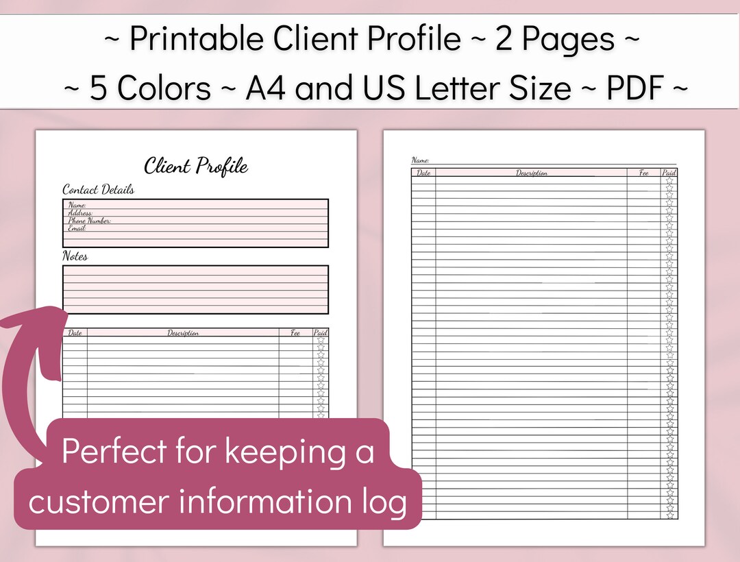 Printable Client Profile Customer Information Sheet for Hair - Etsy