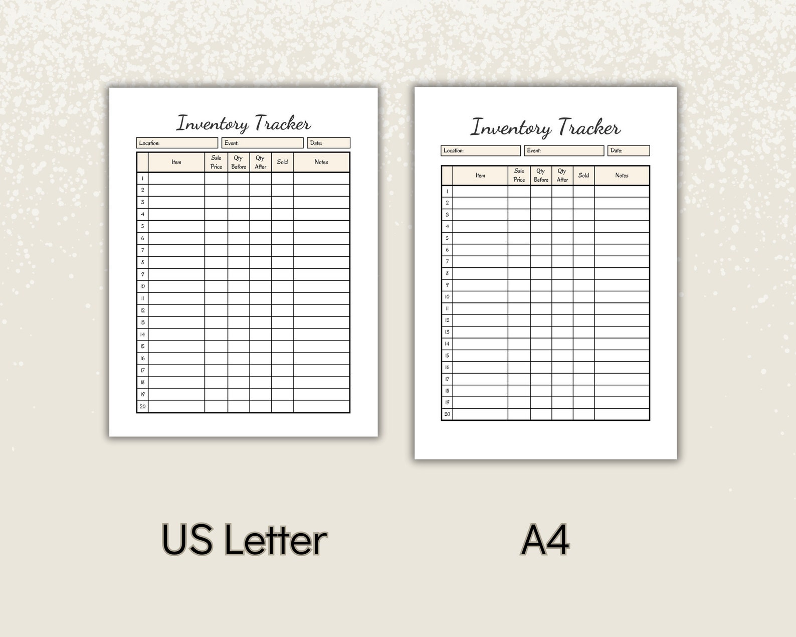 Printable Stock Tracker, In-person Inventory Tracking Sheet for Small ...
