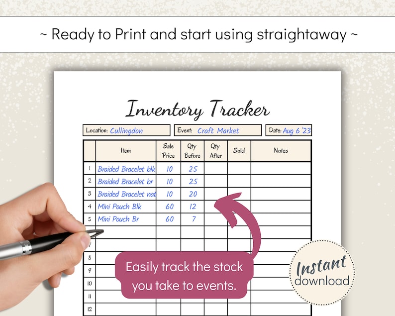 Printable Inventory and Sales Tracker + Email Sign up Form Bundle ...