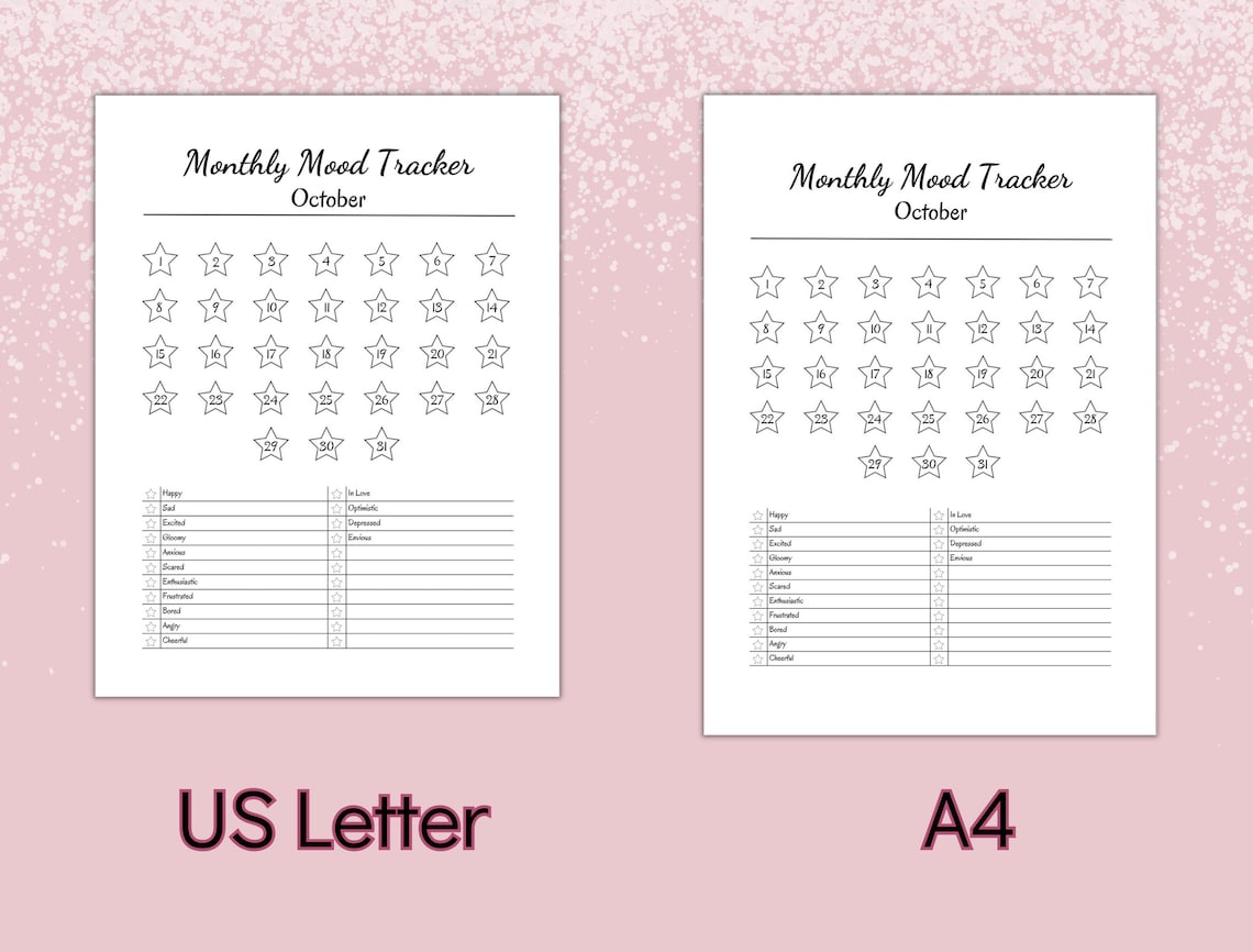 Mood Tracker Printable Bundle, Monthly Emotions Record, Wellness ...