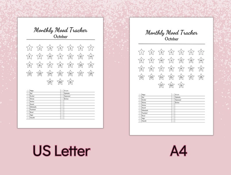 Mood Tracker Printable Bundle, Monthly Emotions Record, Wellness ...