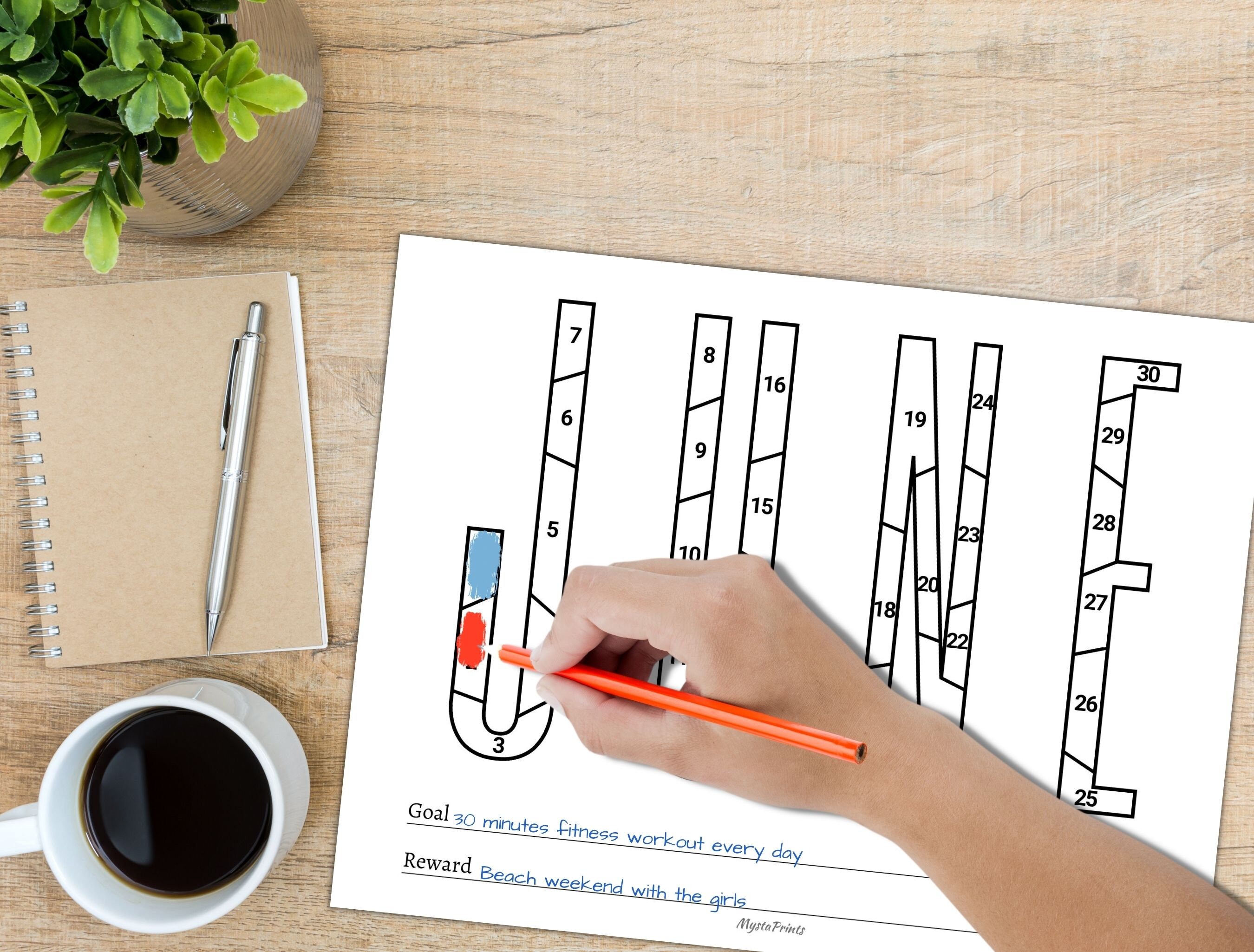 30 Day June Challenge Printable, Summer Goal Setting Coloring Page ...