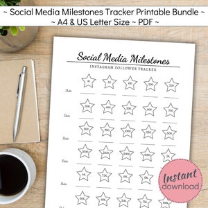 Social Media Milestones Tracker Printable, Youtube, Tiktok, Instagram ...