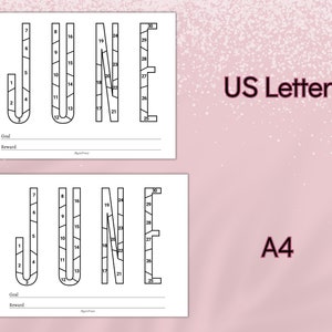 30 Day June Challenge Printable, Summer Goal Setting Coloring Page ...