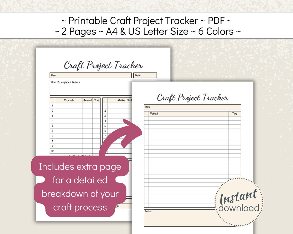Printable Artisan Project Tracker, Craft Creation Planner, How to ...
