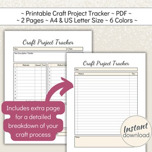 Printable Artisan Project Tracker, Craft Creation Planner, How to ...