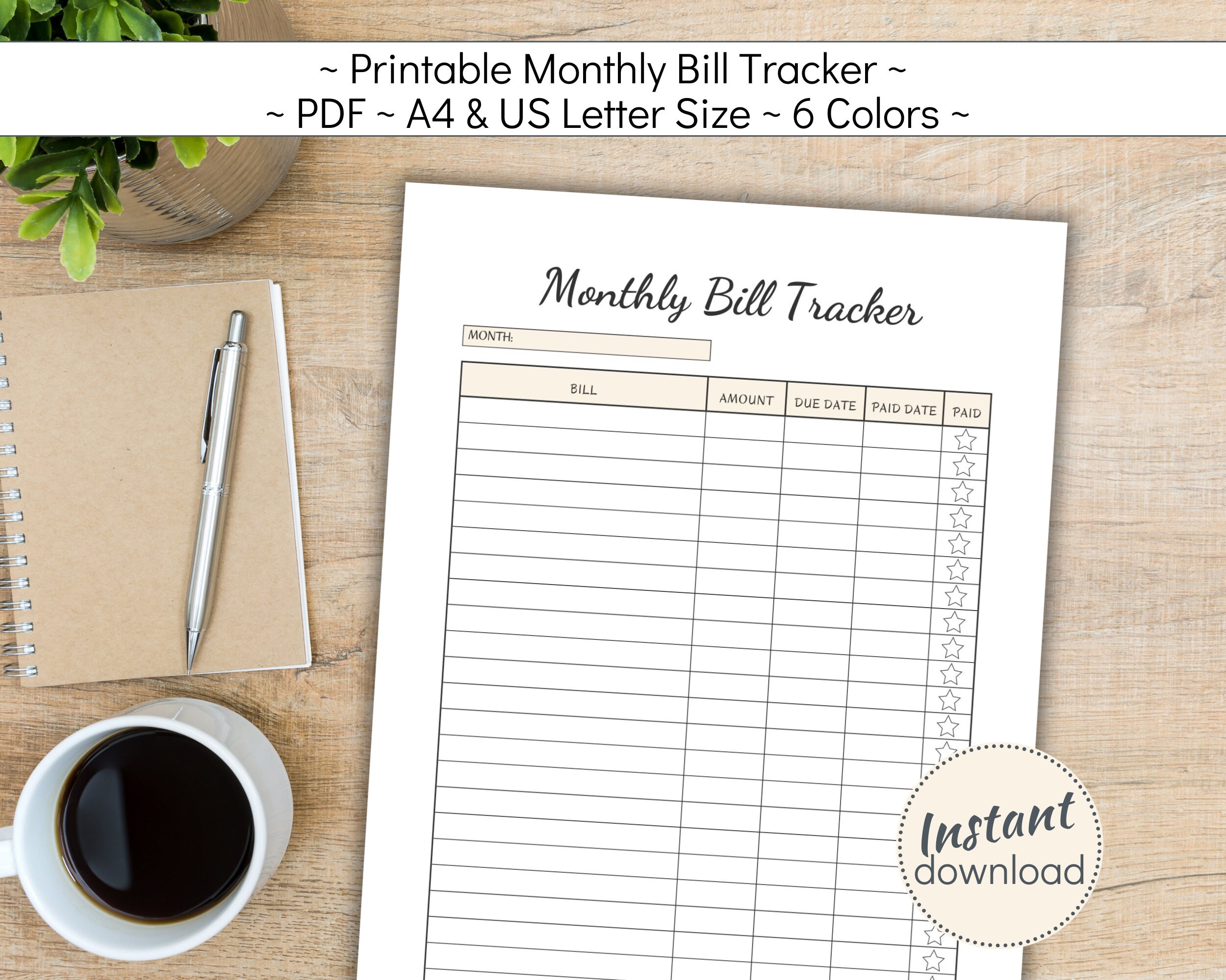 Monthly Bill Tracker Printable, Utility Bill Payment Checklist ...