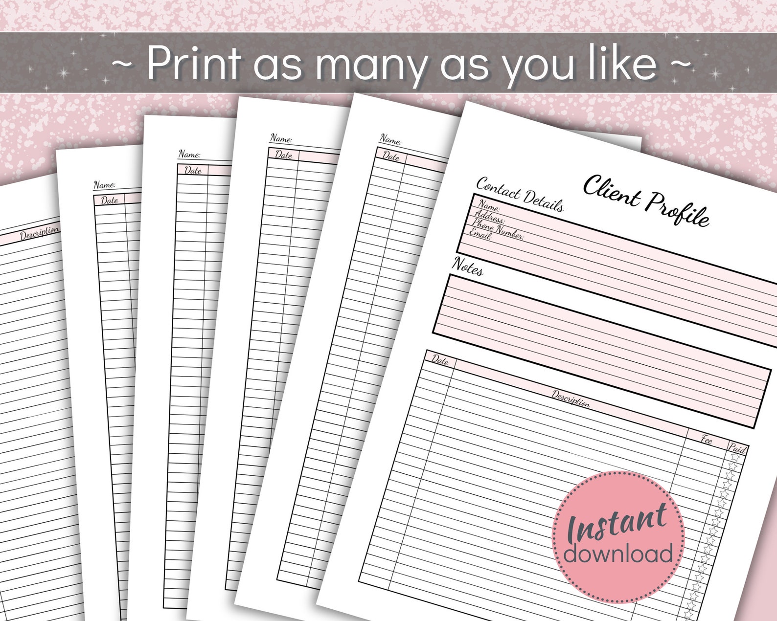 Printable Client Profile, Customer Information Sheet for Hair and ...