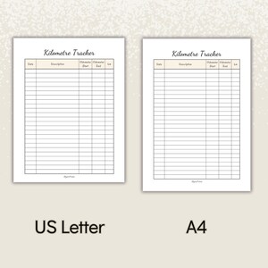 Vehicle Kilometre Log Book Printable, Km Travel Distance Logbook ...