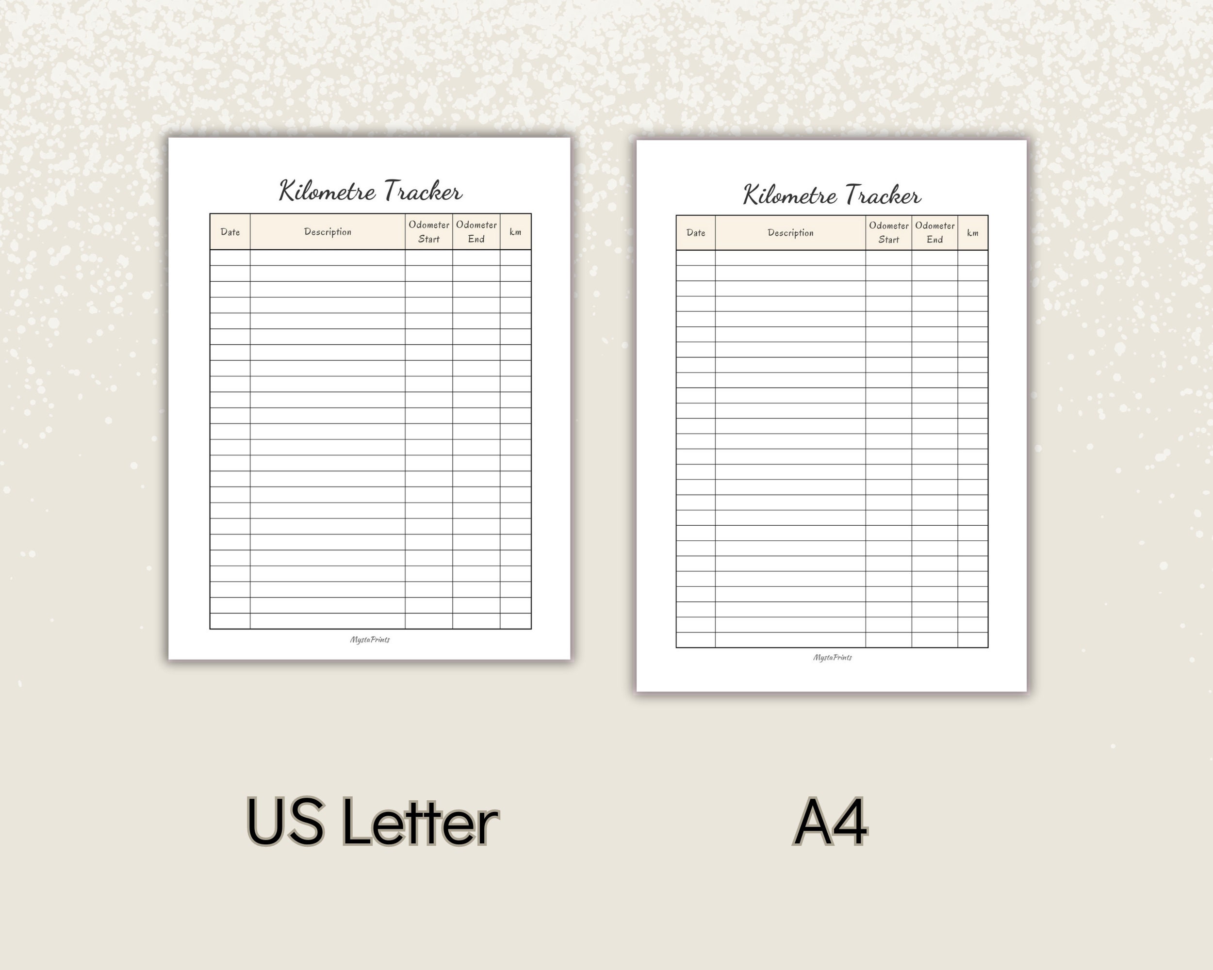 Vehicle Kilometre Log Book Printable, Km Travel Distance Logbook ...