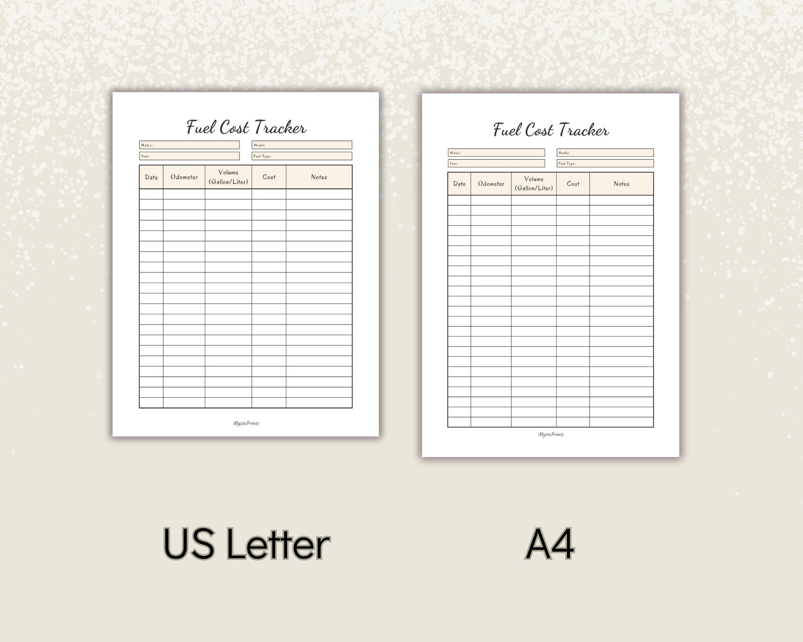 Printable Fuel Cost Tracker, Driving Expense Logbook, Gas Price Log ...