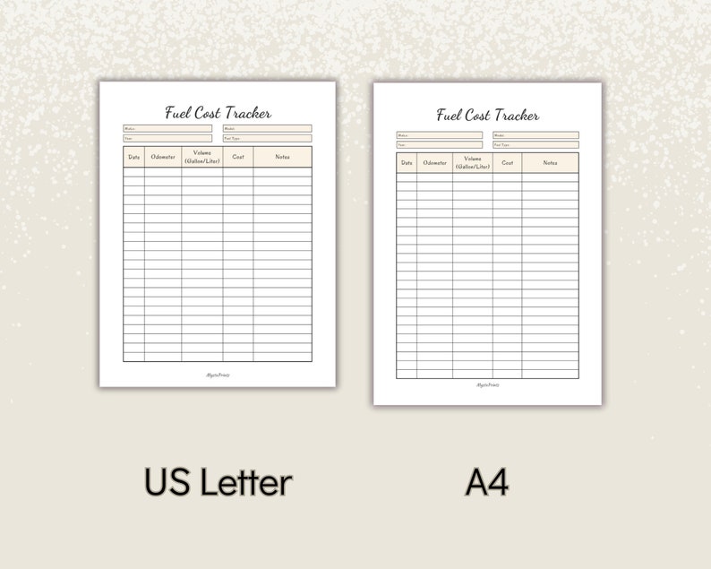 Printable Fuel Cost Tracker, Driving Expense Logbook, Gas Price Log ...