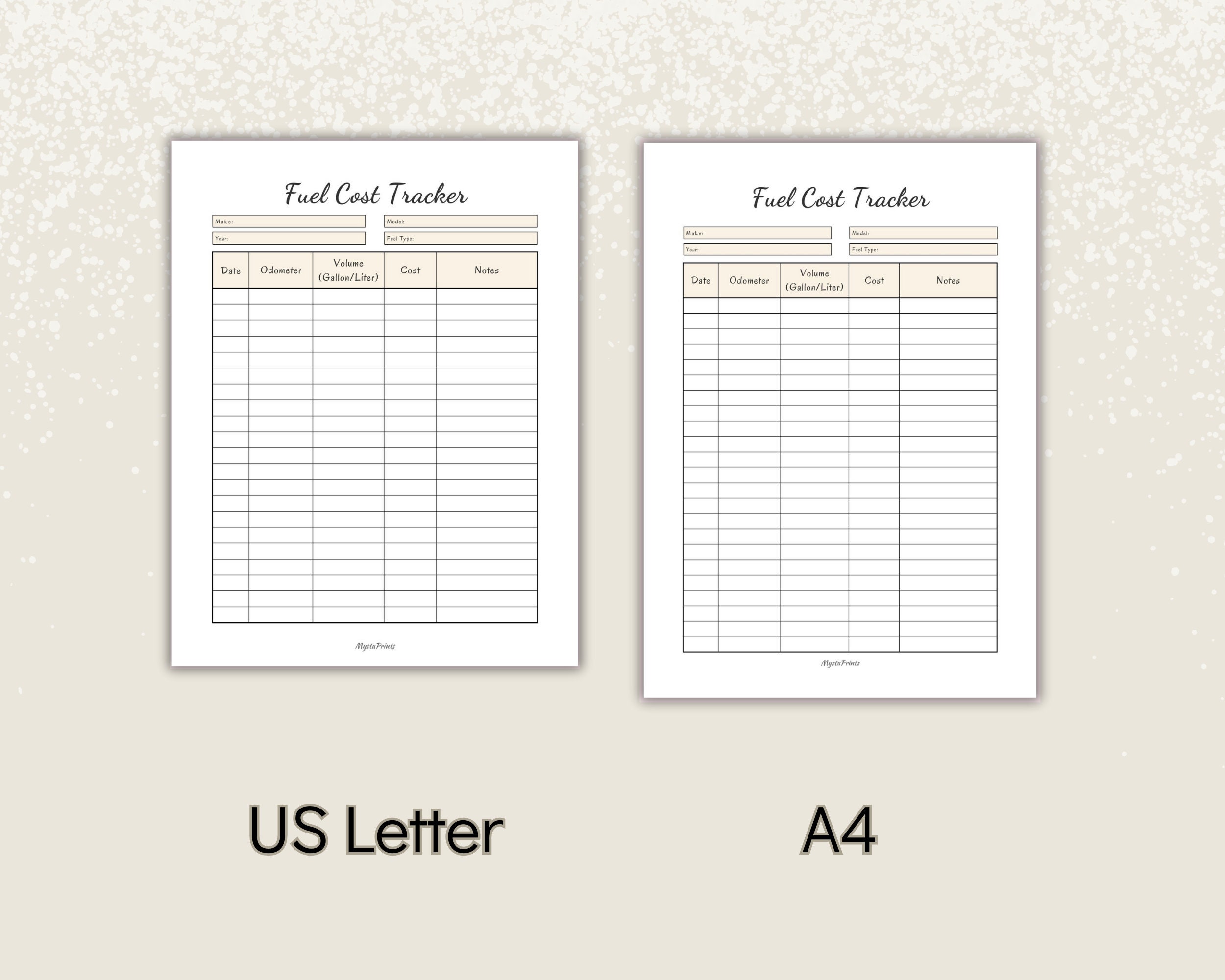 Printable Fuel Cost Tracker, Driving Expense Logbook, Gas Price Log ...