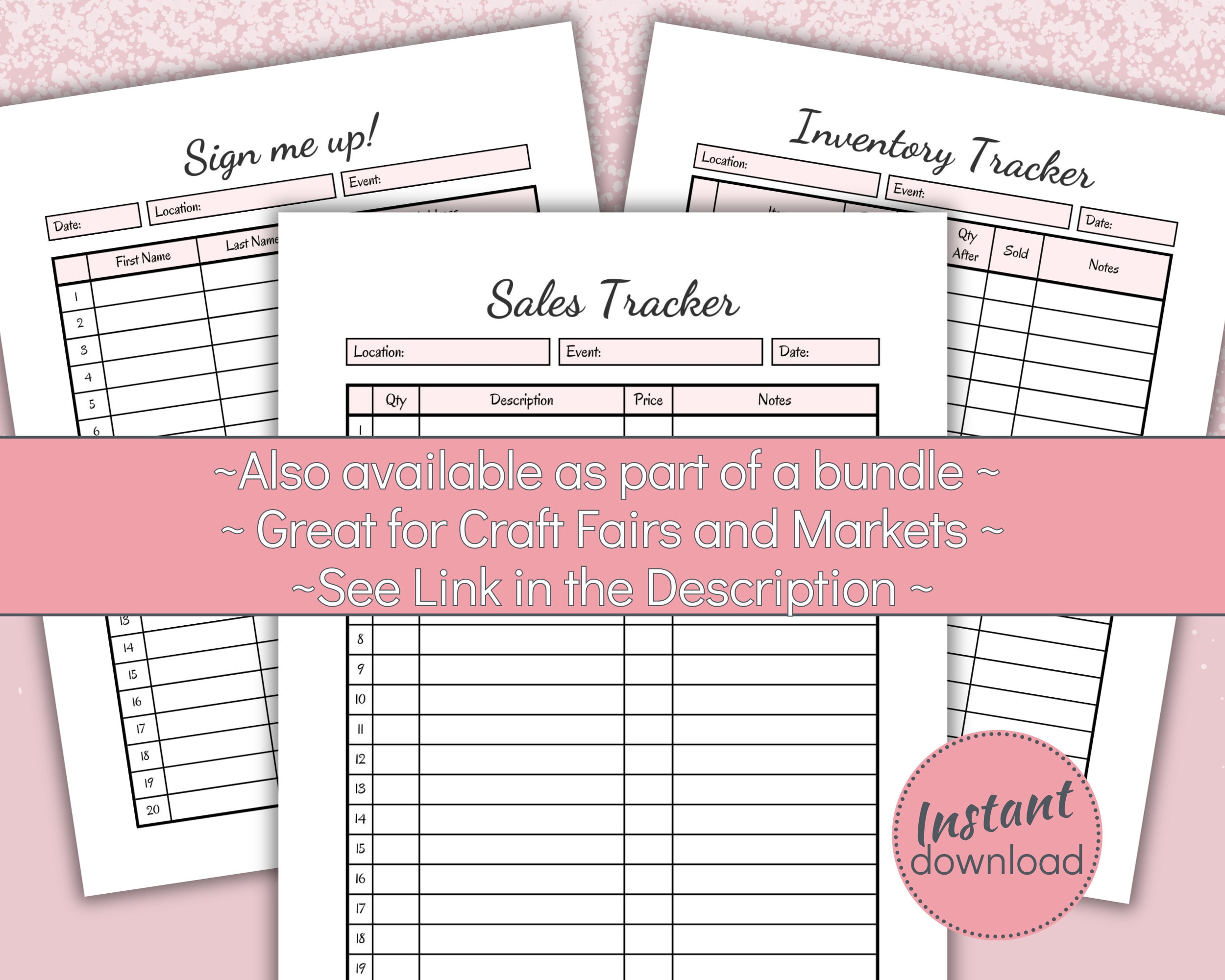 Sales Log Printable, In-person Sales Tracker for Small Business, Craft ...