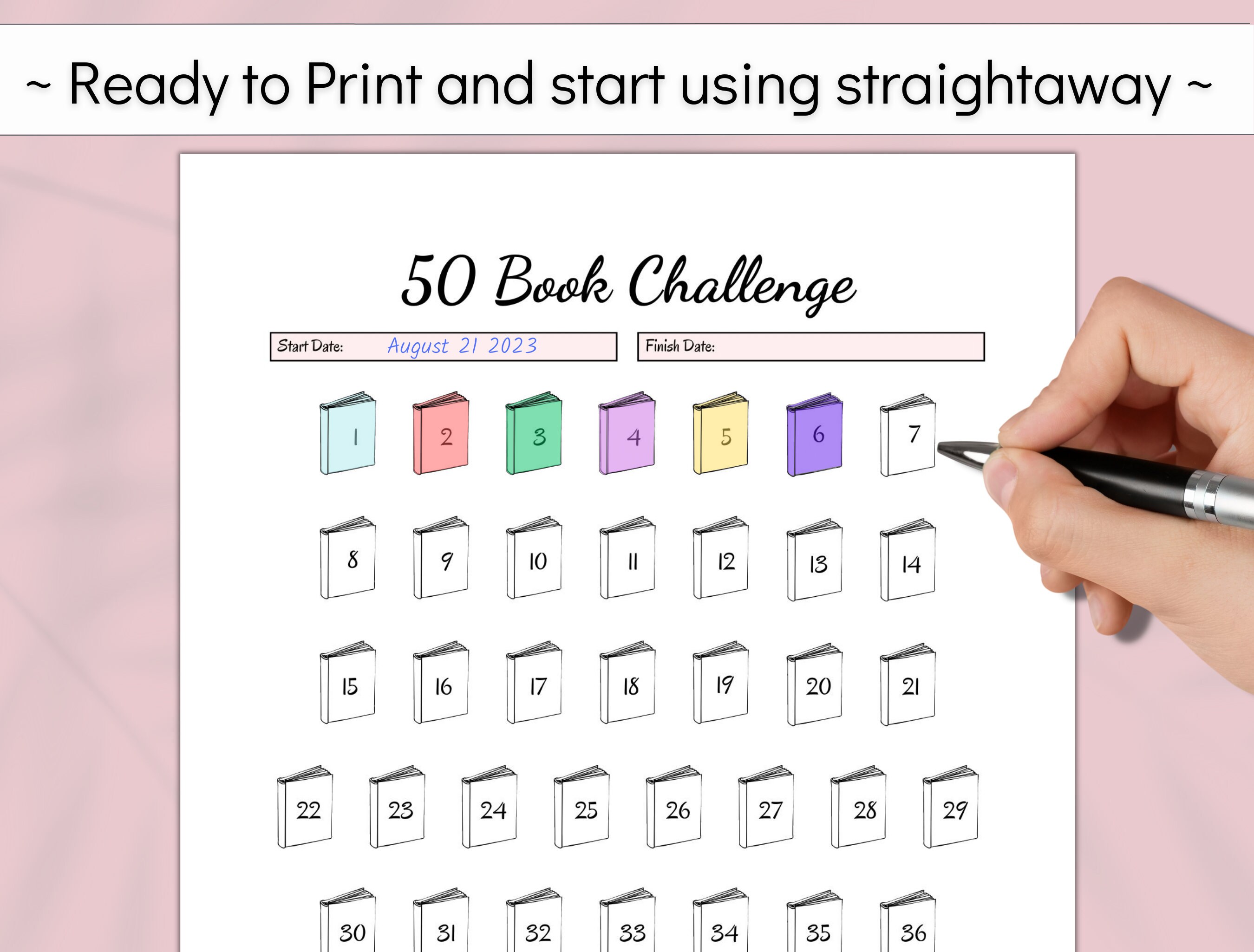 Book Challenge Tracker Printable Bundle, Booklover Reading Log, 10 25 ...