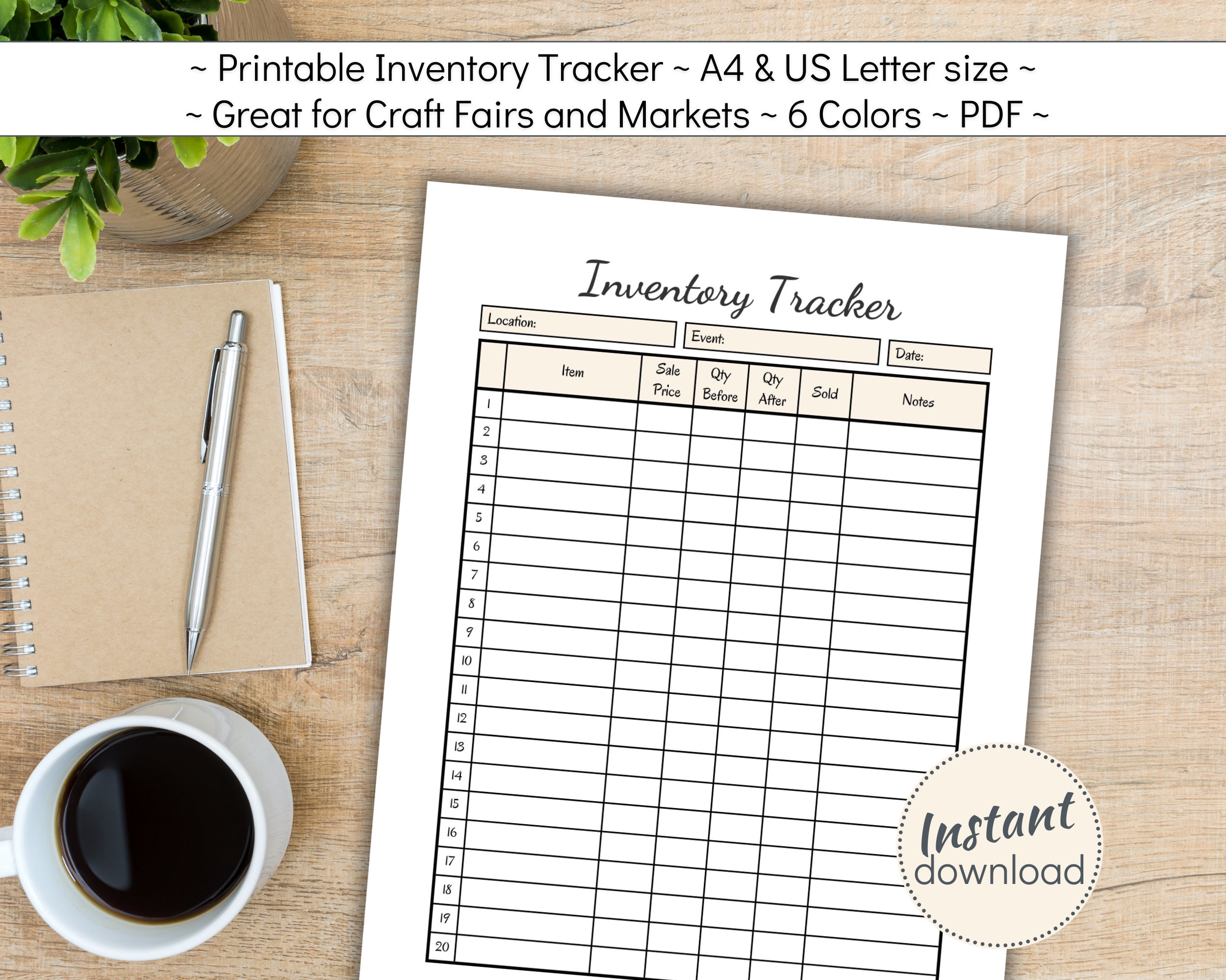 Printable Stock Tracker, In-person Inventory Tracking Sheet for Small ...