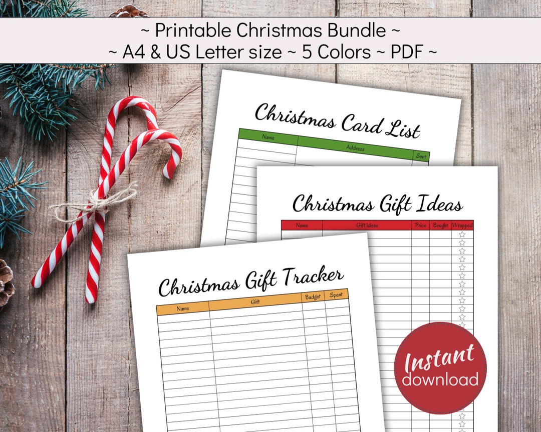 Printable Christmas Gift Tracker Bundle, Holiday Season Planner, Xmas ...