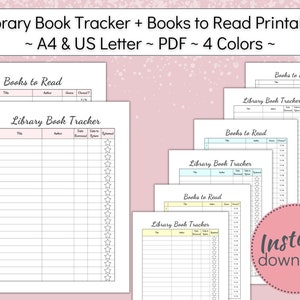 Library Book Tracker Printable, Book Borrow Lending Log, Return Due ...