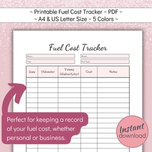 Fuel Cost Tracker Printable, Gas Price Log, Diesel Expense Logbook ...
