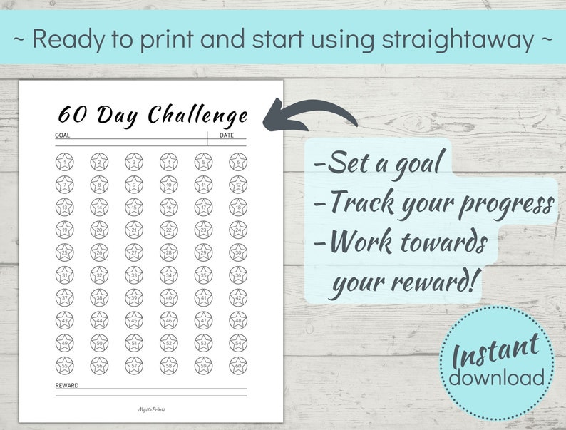 Goal Setting Printable Bundle Challenge Progress Tracker - Etsy