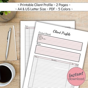 Printable Client Profile, Customer Information Sheet for Hair and ...
