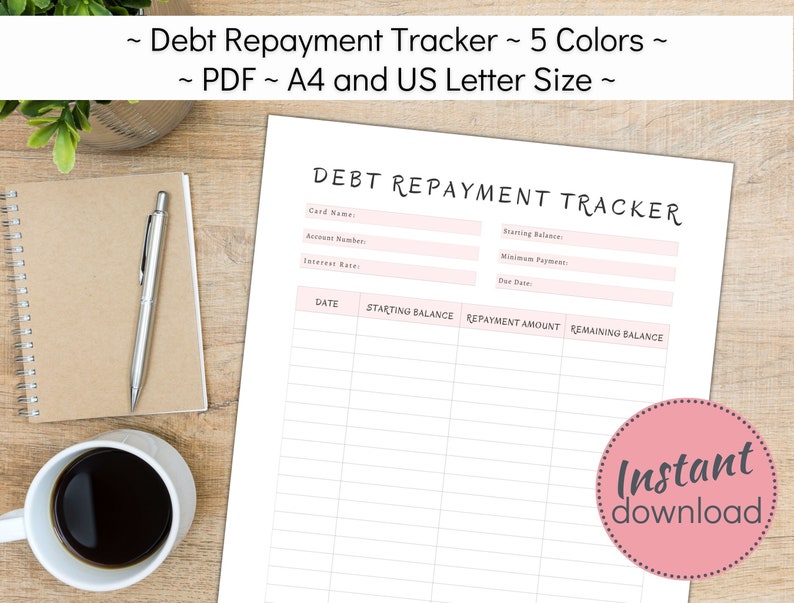 Printable Money Repayment Planner Debt Payment Tracker in 5 - Etsy