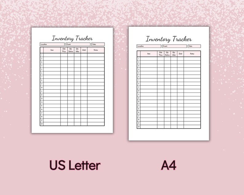 Inventory Tracker Printable, In-person Stock Tracking Sheet for Small ...