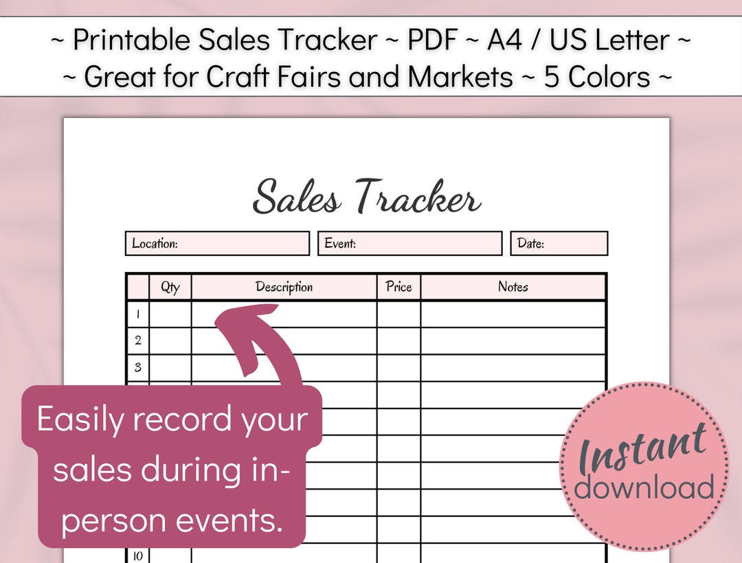 Sales Log Printable In-person Sales Tracker for Small - Etsy