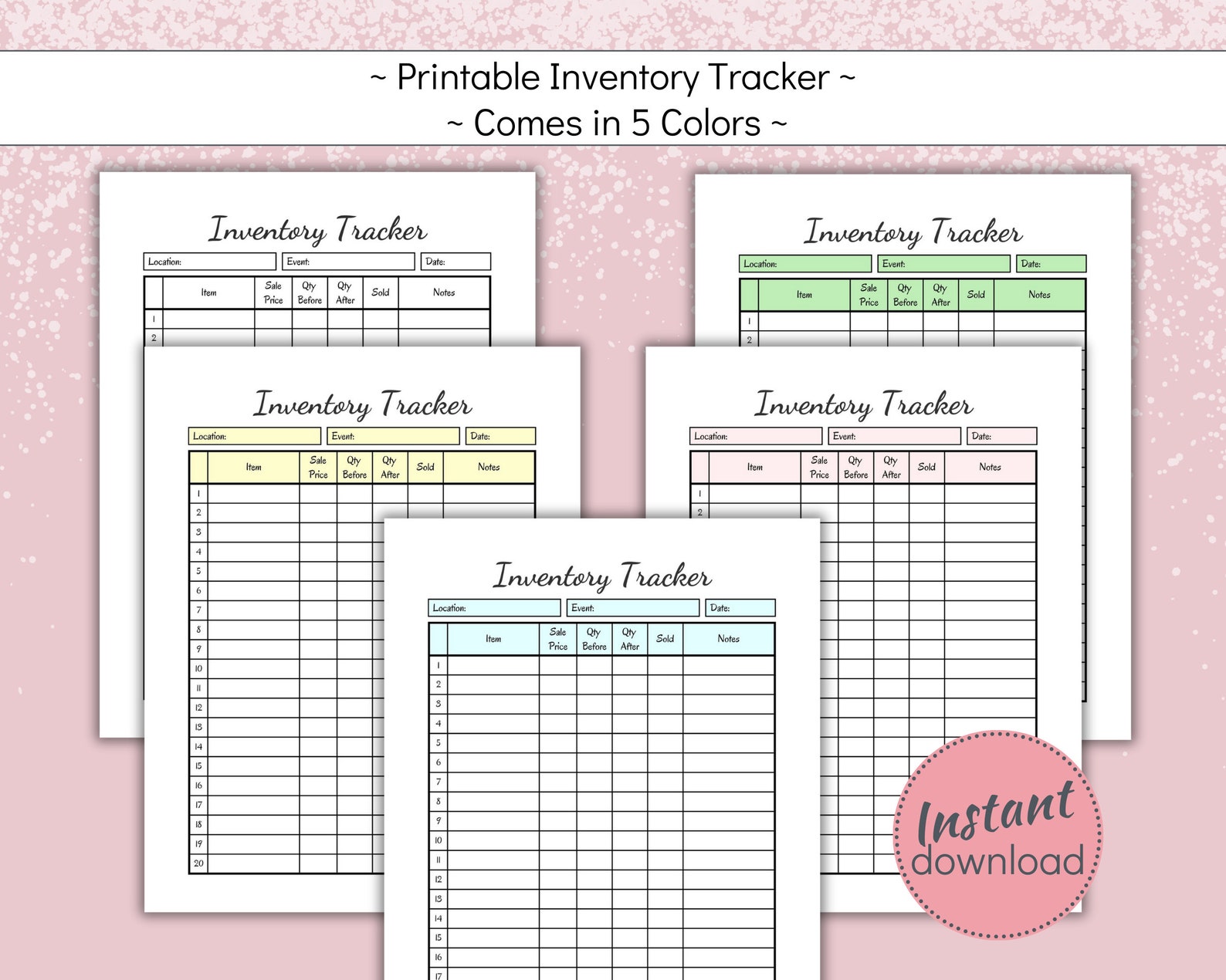 Inventory Tracker Printable, In-person Stock Tracking Sheet for Small ...