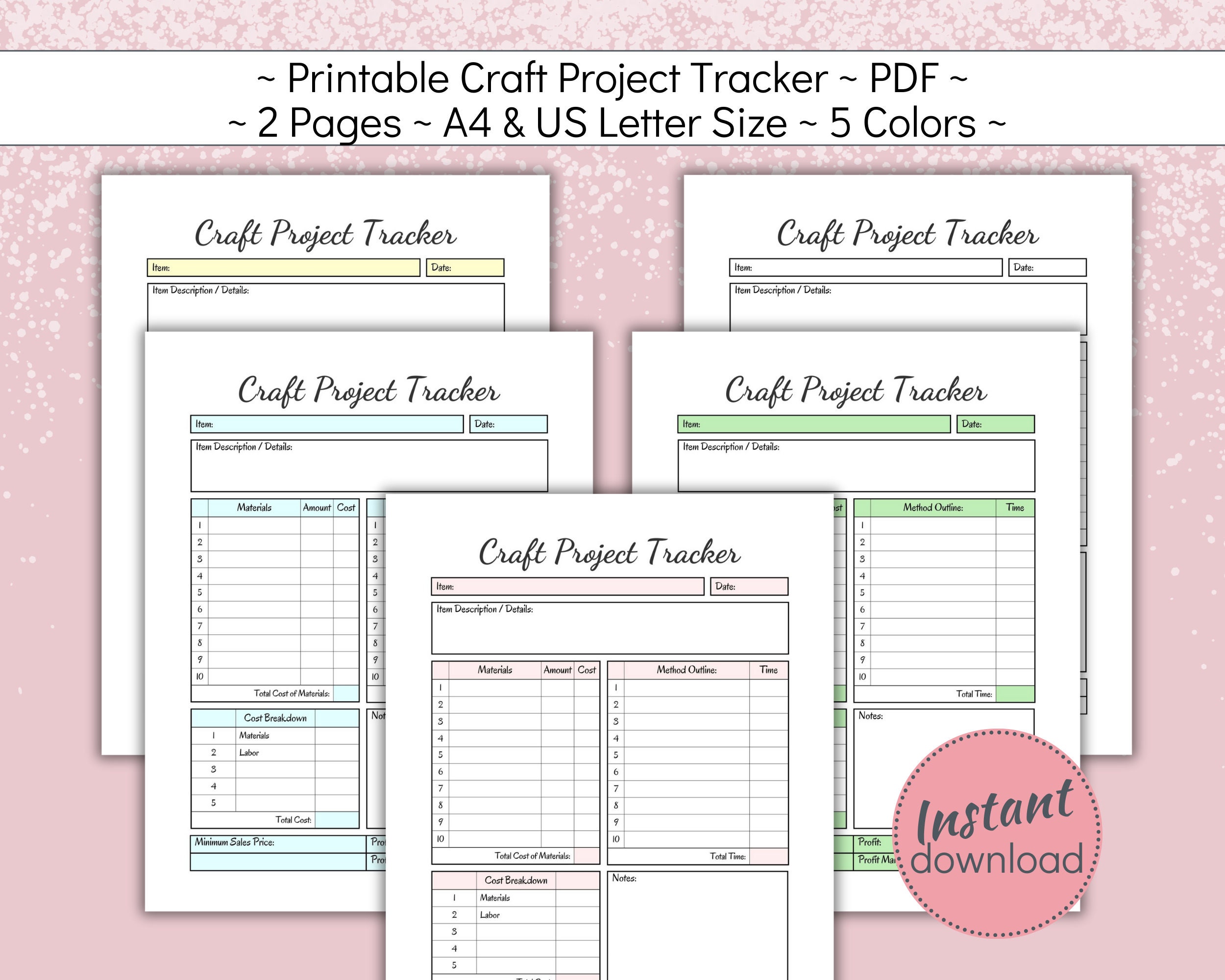 Printable Craft Project Tracker, Artisan Item Creation Planner, How to ...
