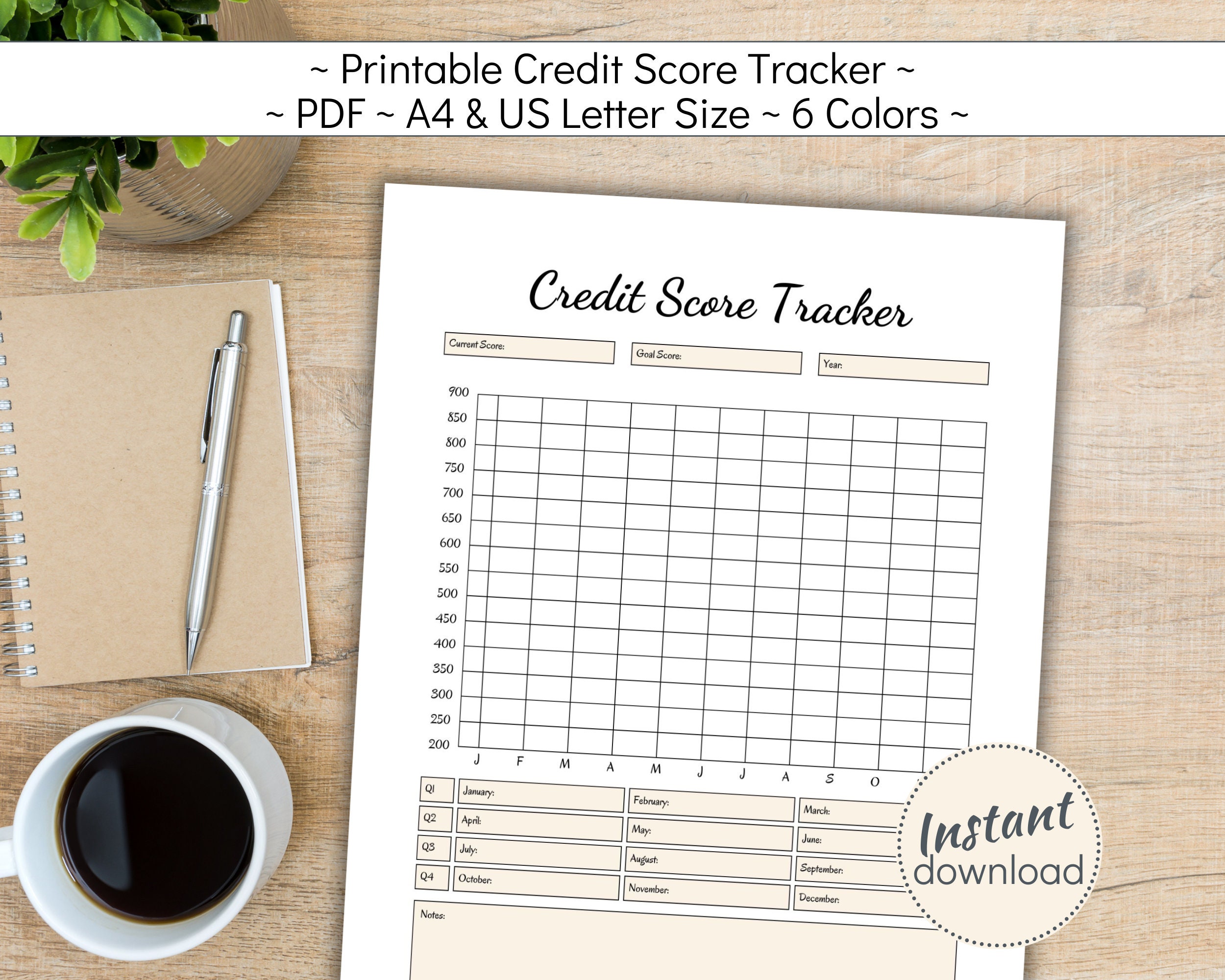 Printable Credit Repair Tracker, Credit Score Sheet, Personal Finance ...