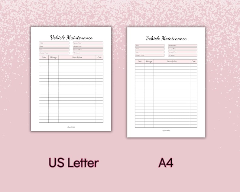 Printable Vehicle Maintenance Log Book: A4 & US Letter (PDF) - Etsy