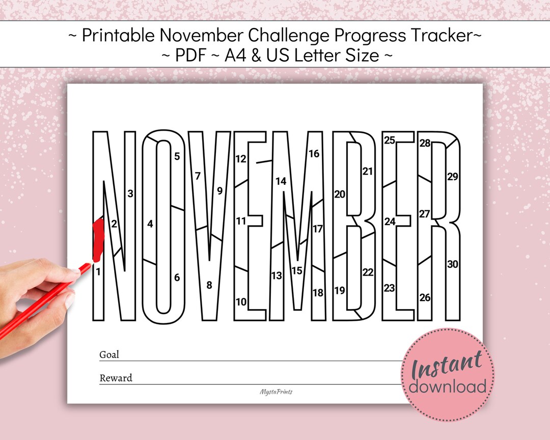 November 30 Day Goal Setting Challenge Tracker Printable, Habit Forming ...