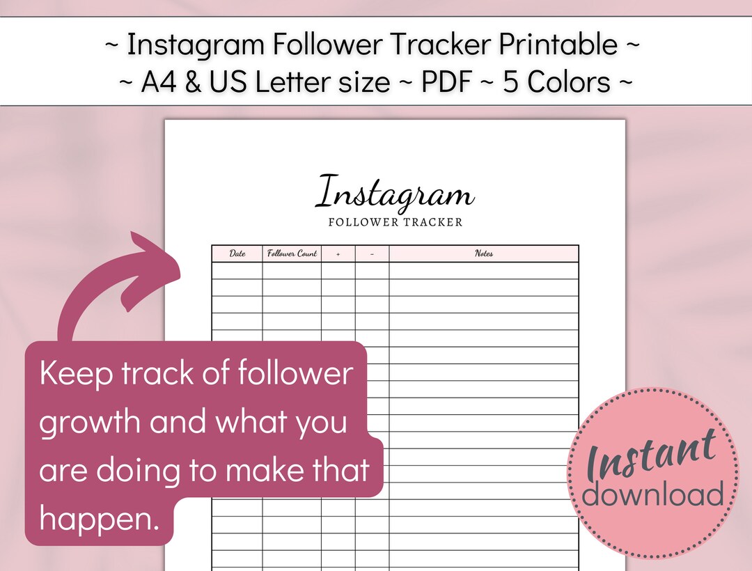 Instagram Follower Tracker Printable Social Media Subscriber - Etsy