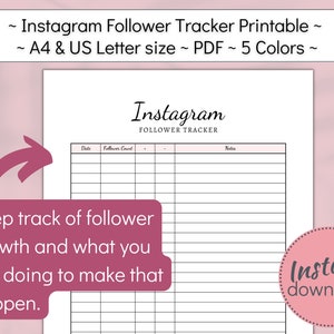 Instagram Follower Tracker Printable Social Media Subscriber - Etsy