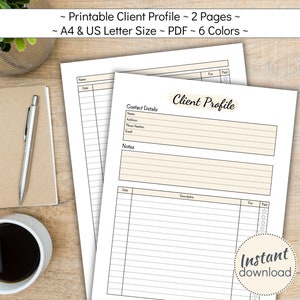 Printable Client Profile, Customer Information Sheet for Hair and ...